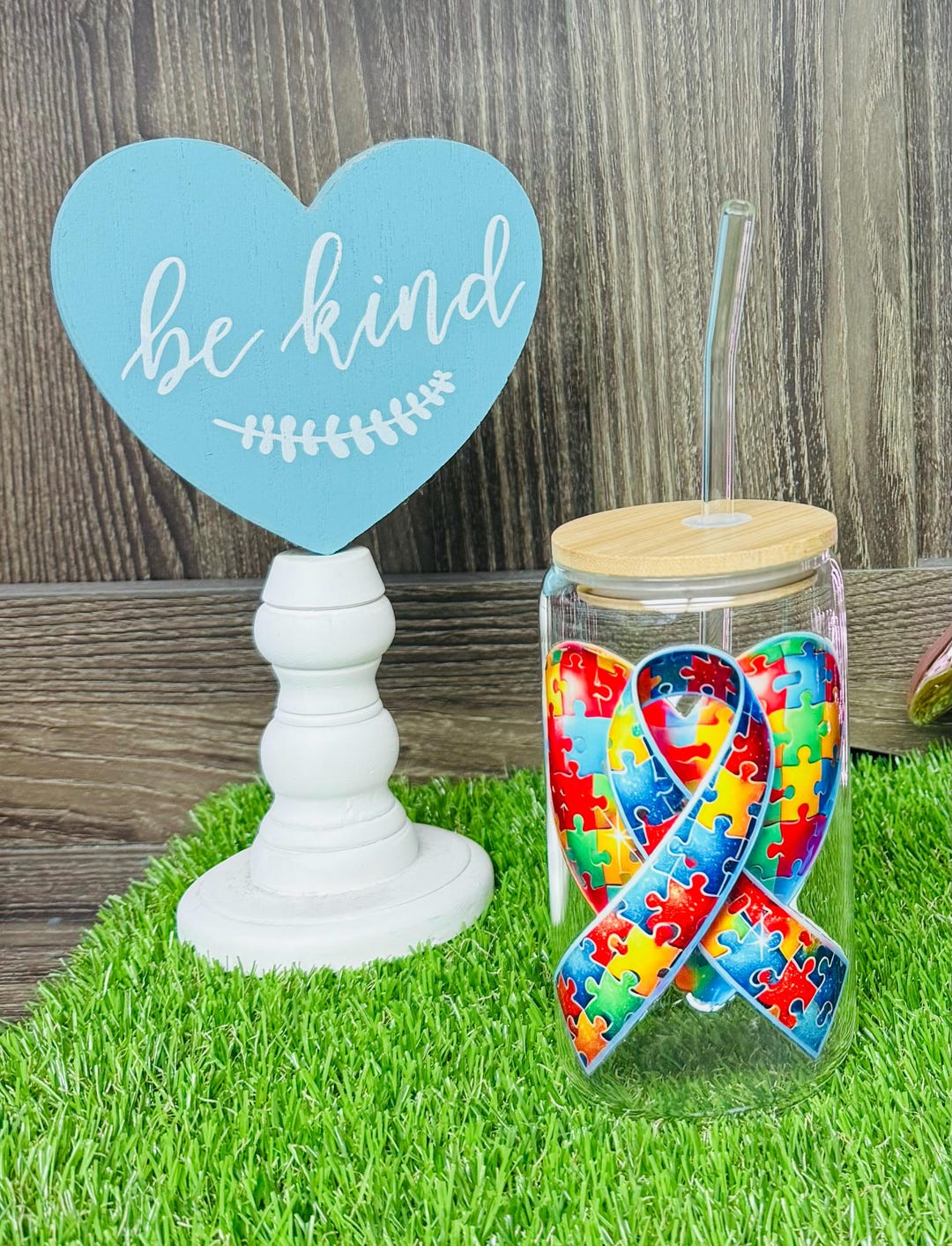Autism Awareness Glass Cups With Lid - Etsy