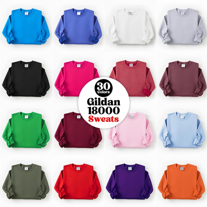 Gildan 18000 Sweatshirt Mockup Bundle, Flat Lay Folded (digital ...