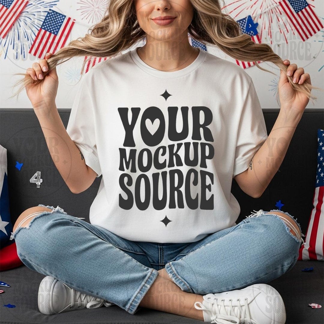 4th of July Mockup Bundle, Bella Canvas 3001 Patriotic Shirt Mockups ...