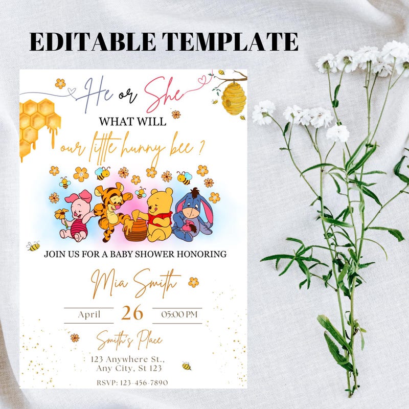 Pooh Themed Gender Reveal - Etsy