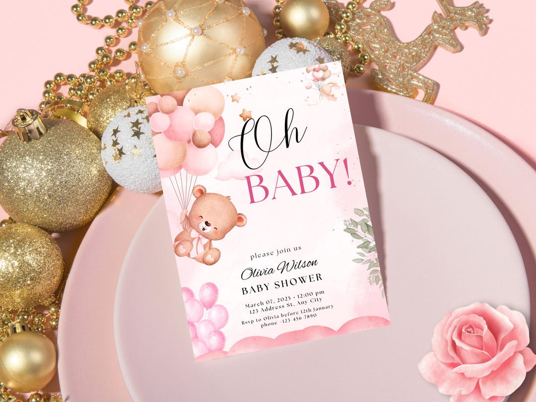Plantilla de invitación para baby shower editable, invitación digital ...