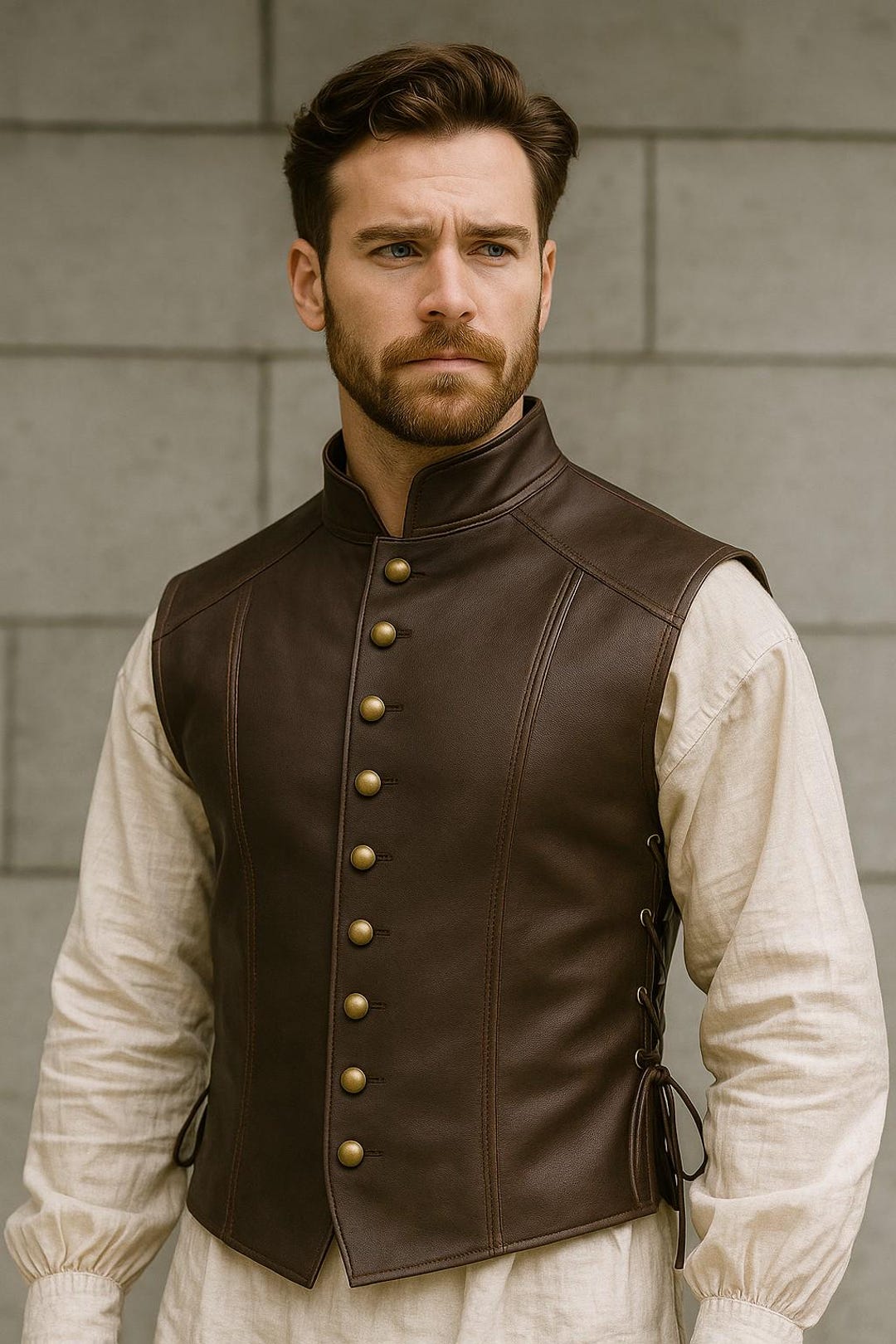Handmade Men’s Medieval Leather Vest | Vintage Brown Renaissance Vest ...