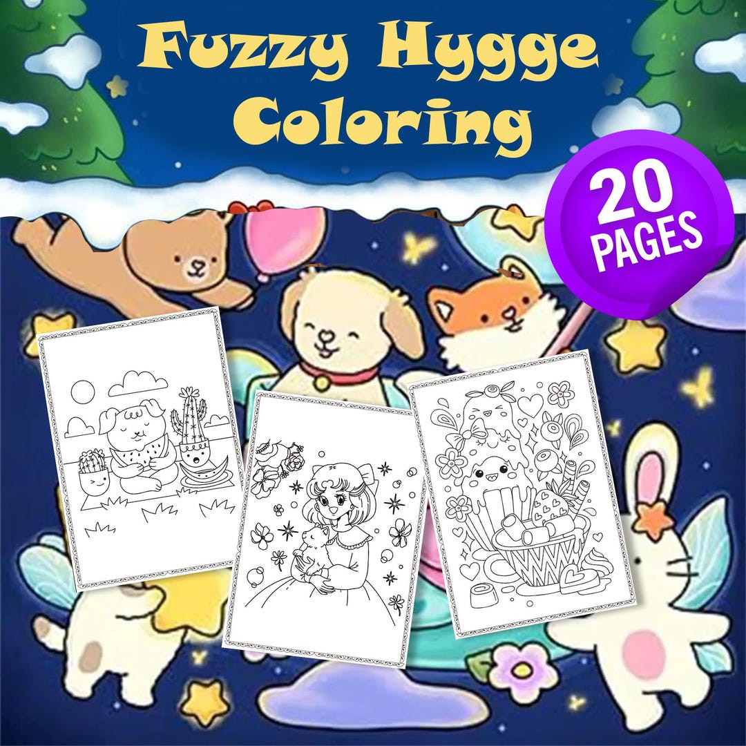 Fuzzy Hugge Coloring Pages, Cozy Animals, Toddler Activity (digital ...