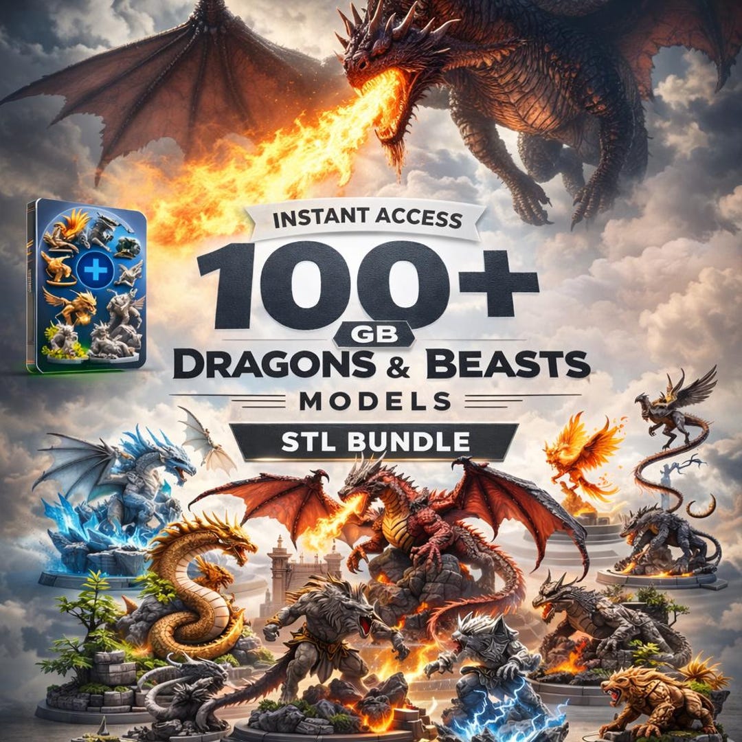 100+ GB Dragons and Beasts Models STL Bundle | Ready for 3D Printing - Etsy
