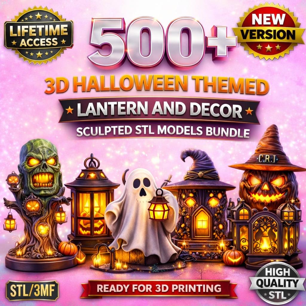 500+ Halloween Lanterns & Decor STL Bundle | Spooky Sculpted Designs ...