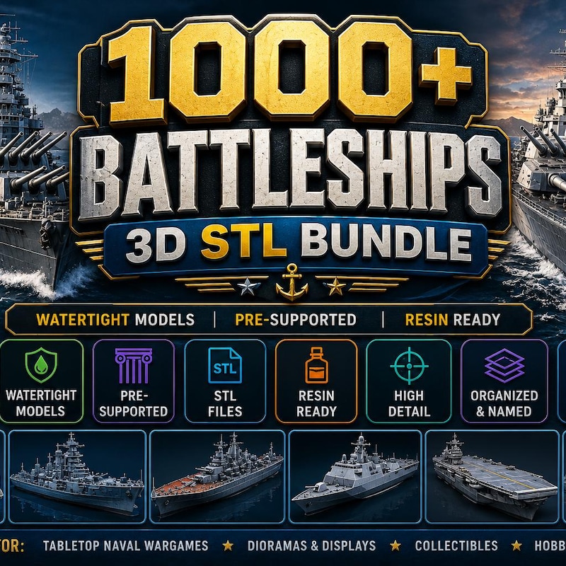 Warship Stl File - Etsy