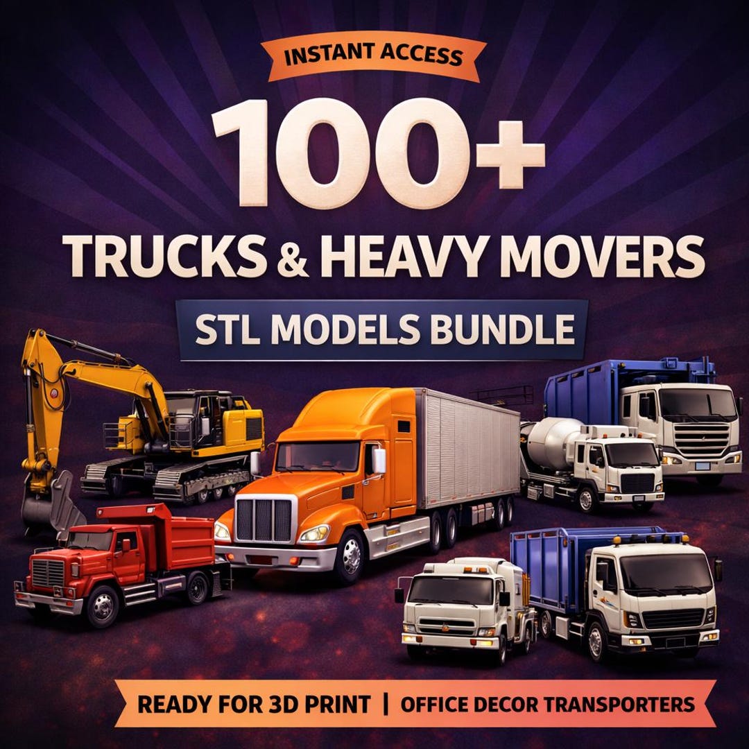 100+ Trucks Heavy Movers STL Bundle | Transporters Industrial Vehicles ...