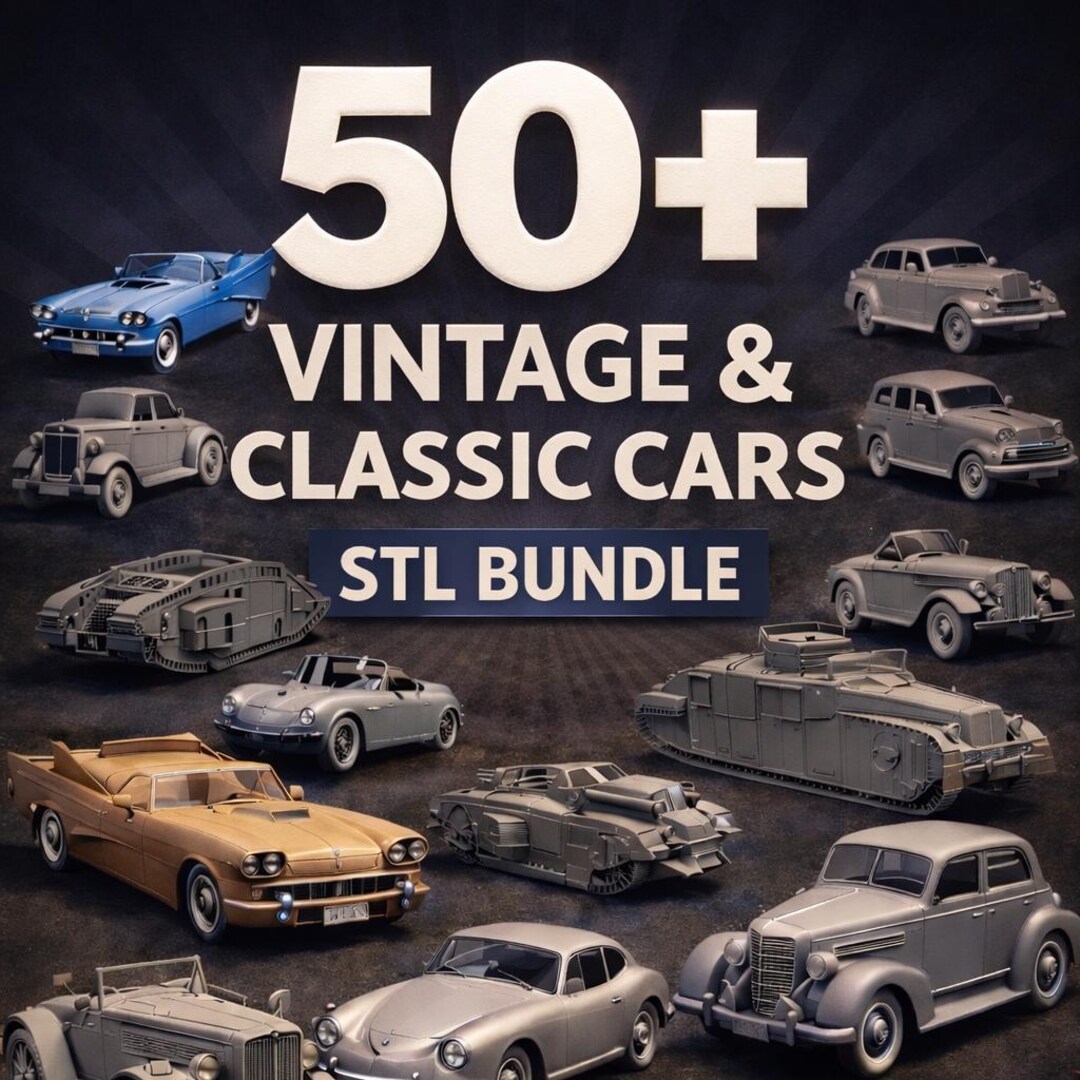 50+ Vintage Classic Car 3D Models | STL Files Bundle - Etsy