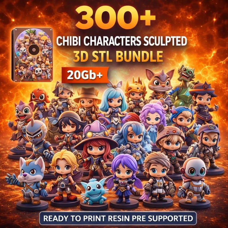 300+ Cute Characters Sculpted STL Bundle | Ready for 3D Printing | Wide ...
