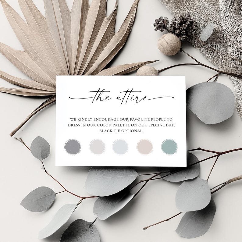 Wedding Attire Card, Guest Dress Code Request Insert, Info Card ...