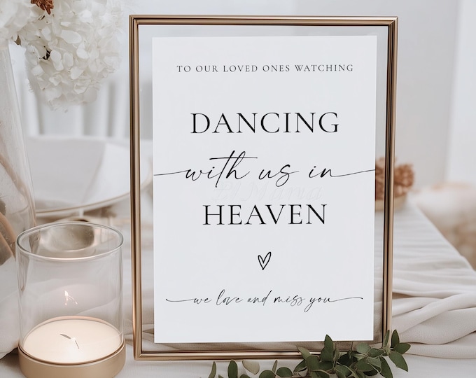 PRINTED + SHIPPED in Loving Memory Sign, Dancing With Us in Heaven Sign ...