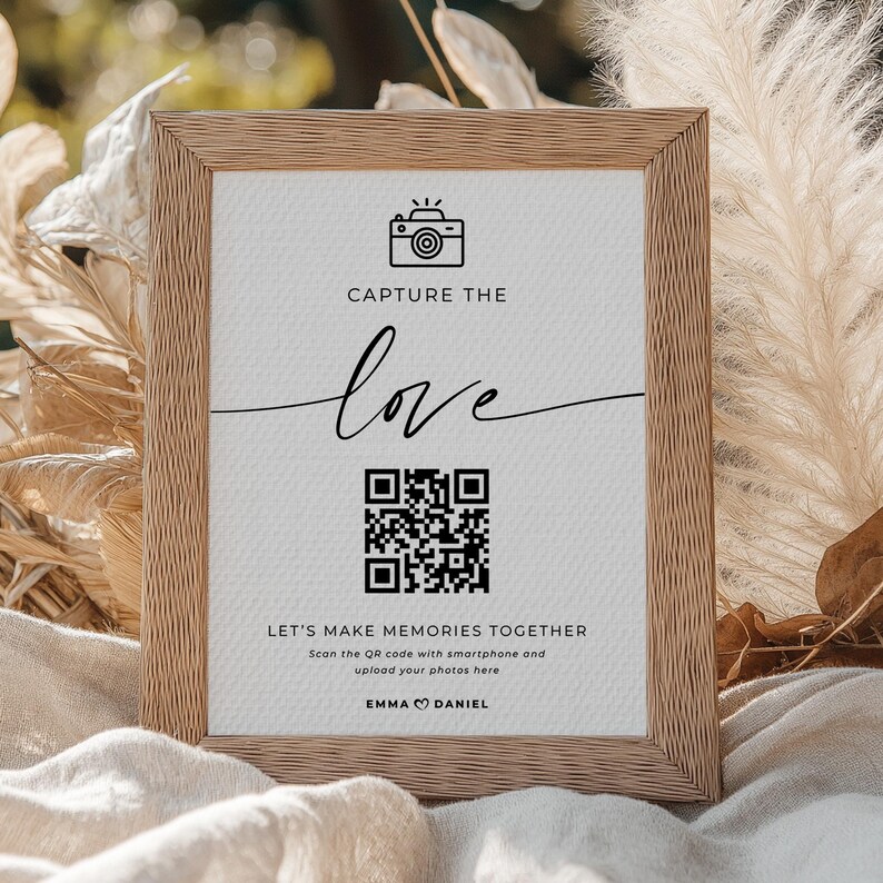 Capture the Love QR Code Wedding Photo Sharing Sign: Elegant Printable ...