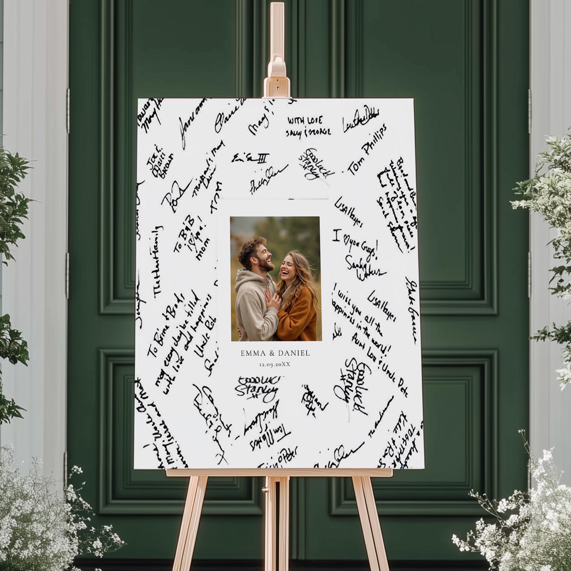 Photo Wedding Signature Board Template: Modern Guest Book Alternative ...