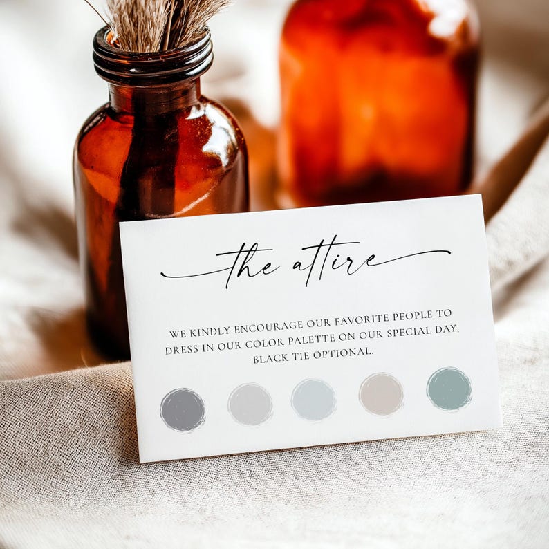 Wedding Attire Card, Guest Dress Code Request Insert, Info Card ...