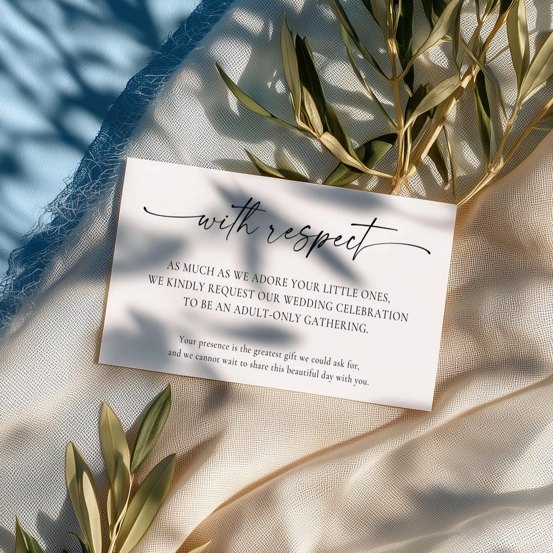 Adults Only Wedding Invitation Insert: No Kids Canva Template (digital ...