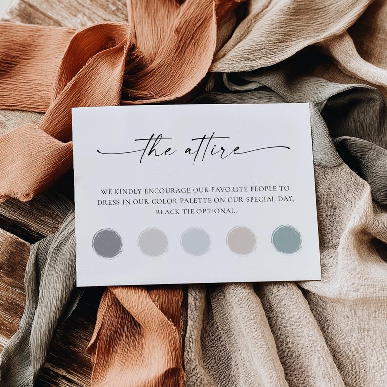 Wedding Attire Card, Guest Dress Code Request Insert, Info Card ...