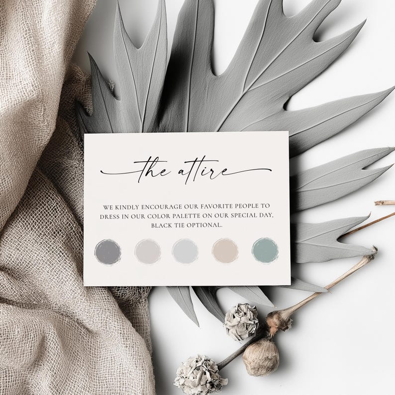 Wedding Attire Card, Guest Dress Code Request Insert, Info Card ...