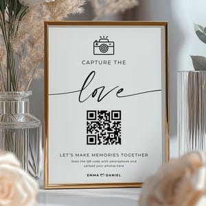 Capture the Love QR Code Wedding Photo Sharing Sign: Elegant Printable ...