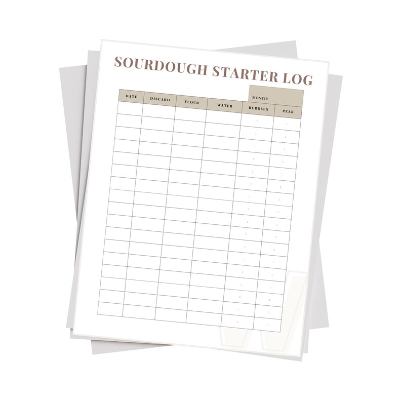 Sourdough Starter Log - Printable Tracker for Your Bread Journey - Etsy