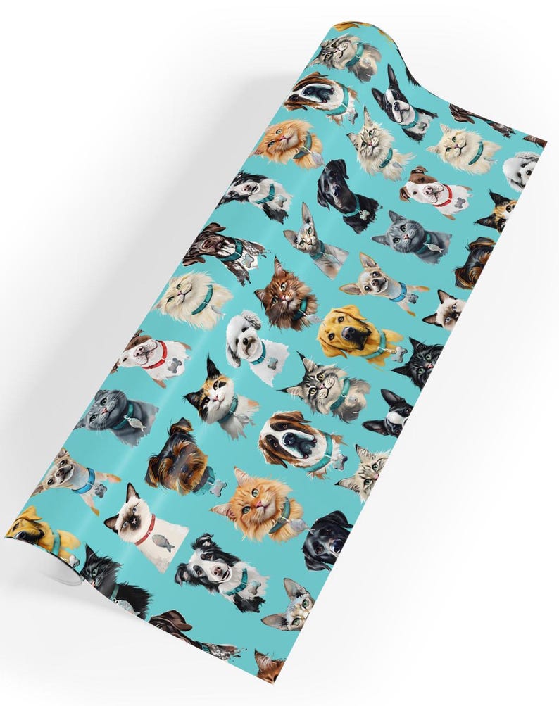 Purrfect Paws and Wagging Tails Wrapping Paper Rolls, 1pc - Etsy