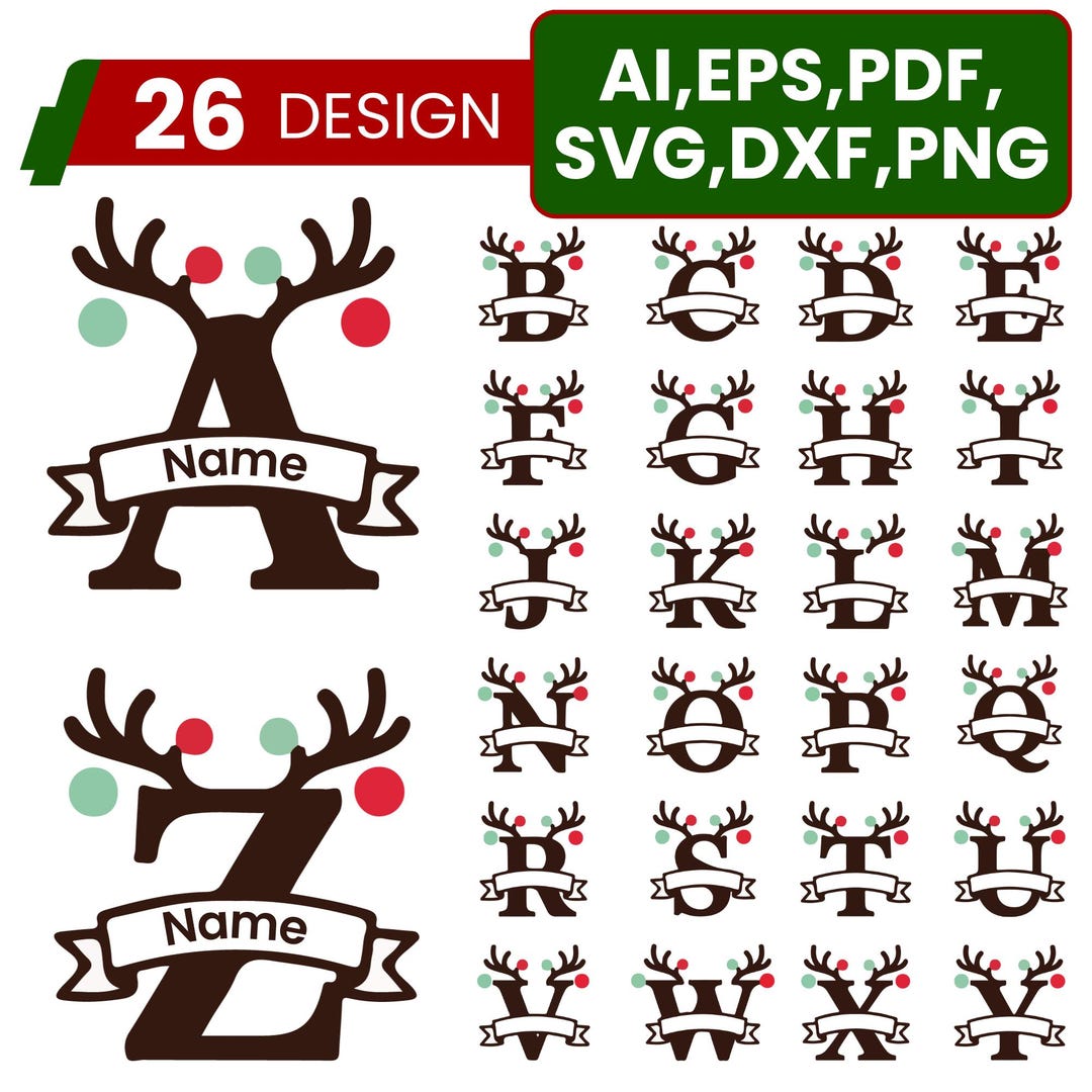 Christmas A to Z, Reindeer Monogram Svg Bundle, Christmas Alphabet SVG ...