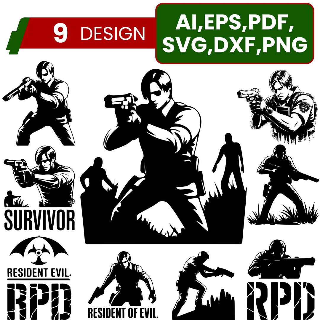 Resident Evil SVG Bundle, Leon Kennedy Svg, Zombie Clipart, RPD Logo ...