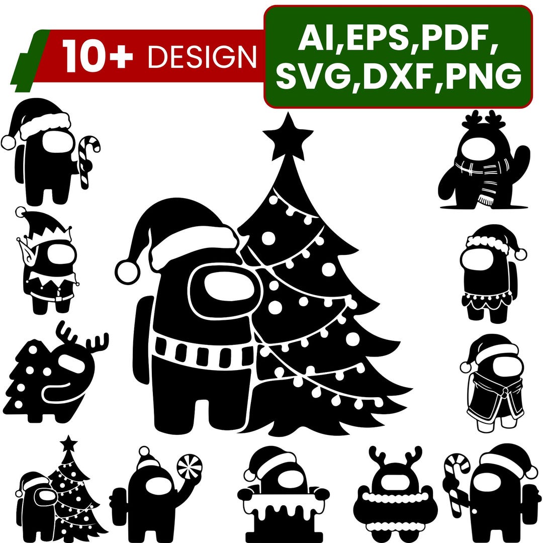 Amongus Sus Christmas SVG Bundle, Imposter Santa & Reindeer Crewmate ...