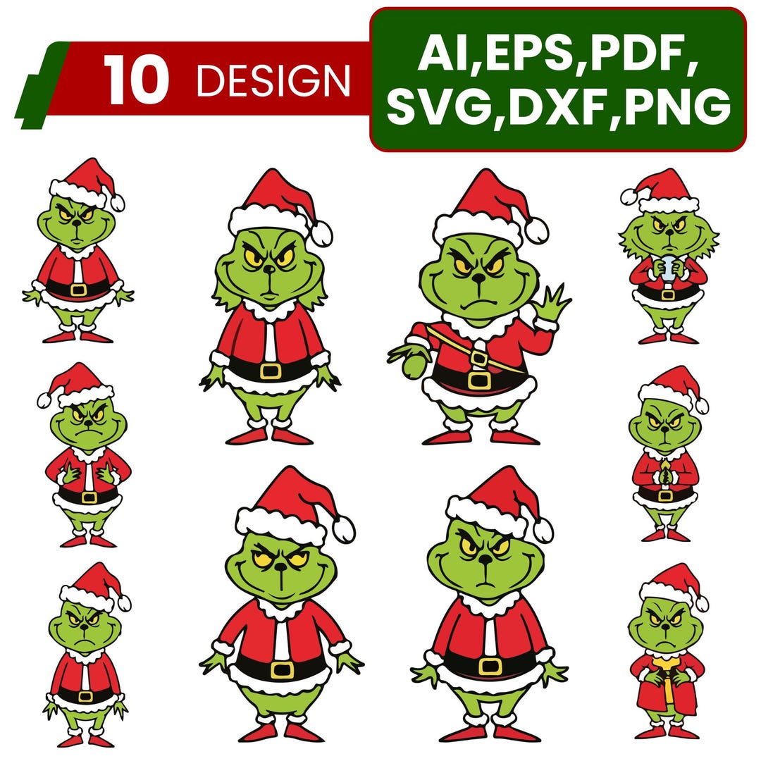 Grinch SVG Bundle, Christmas Sublimation, Funny Grinch Clipart for ...