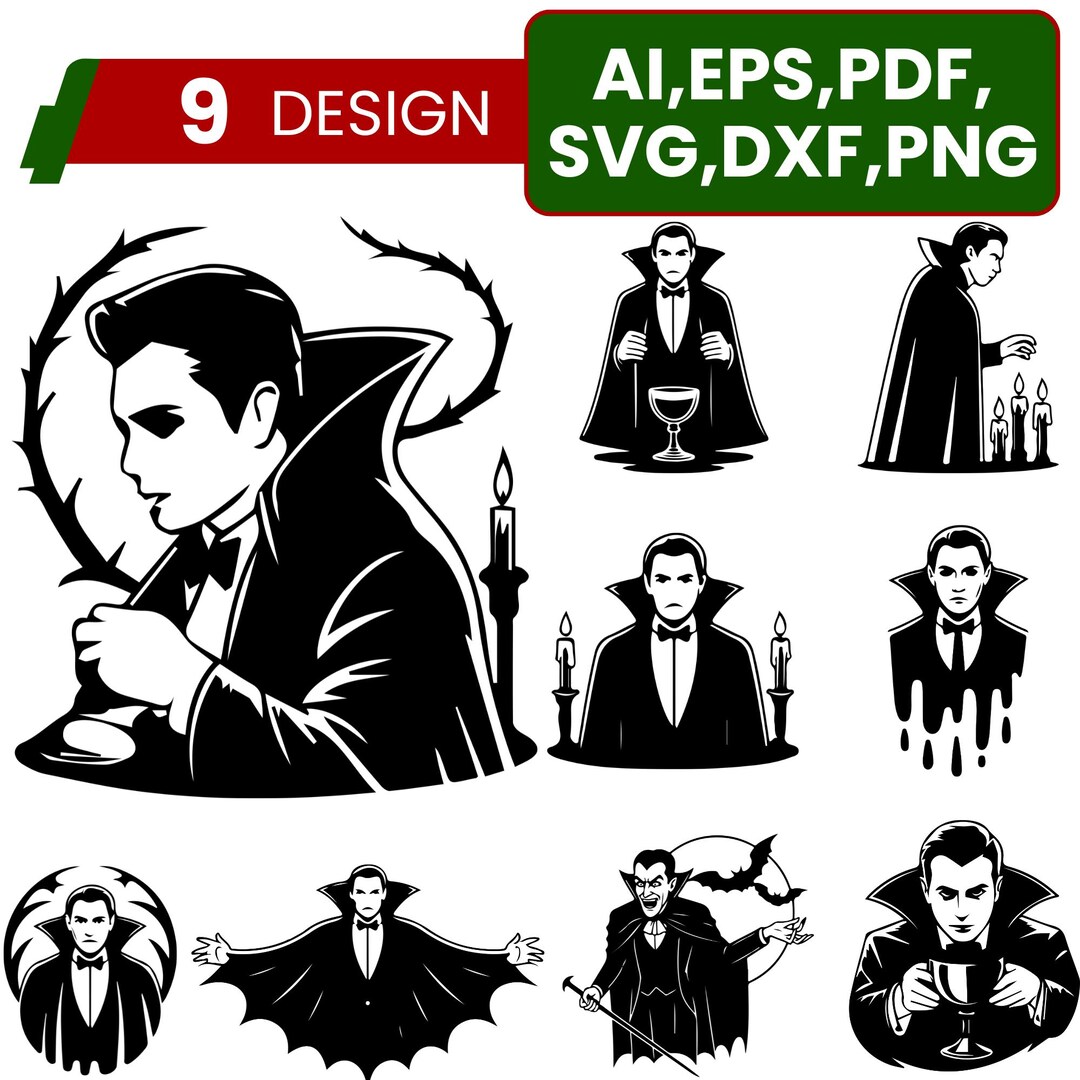 Vampire SVG Bundle, Dracula Clipart, Gothic Halloween PNG for Cricut ...