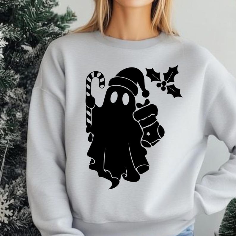 Christmas Ghost SVG Bundle | Cute Ghost Clipart PNG | Kawaii Spooky ...