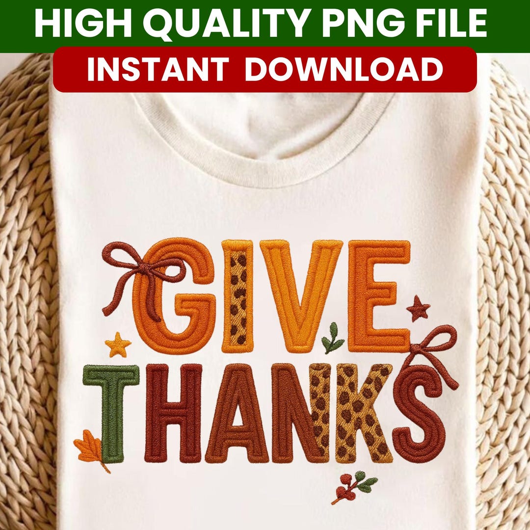 Leopard Give Thanks Fall PNG, Thanksgiving Embroidery (digital Download ...