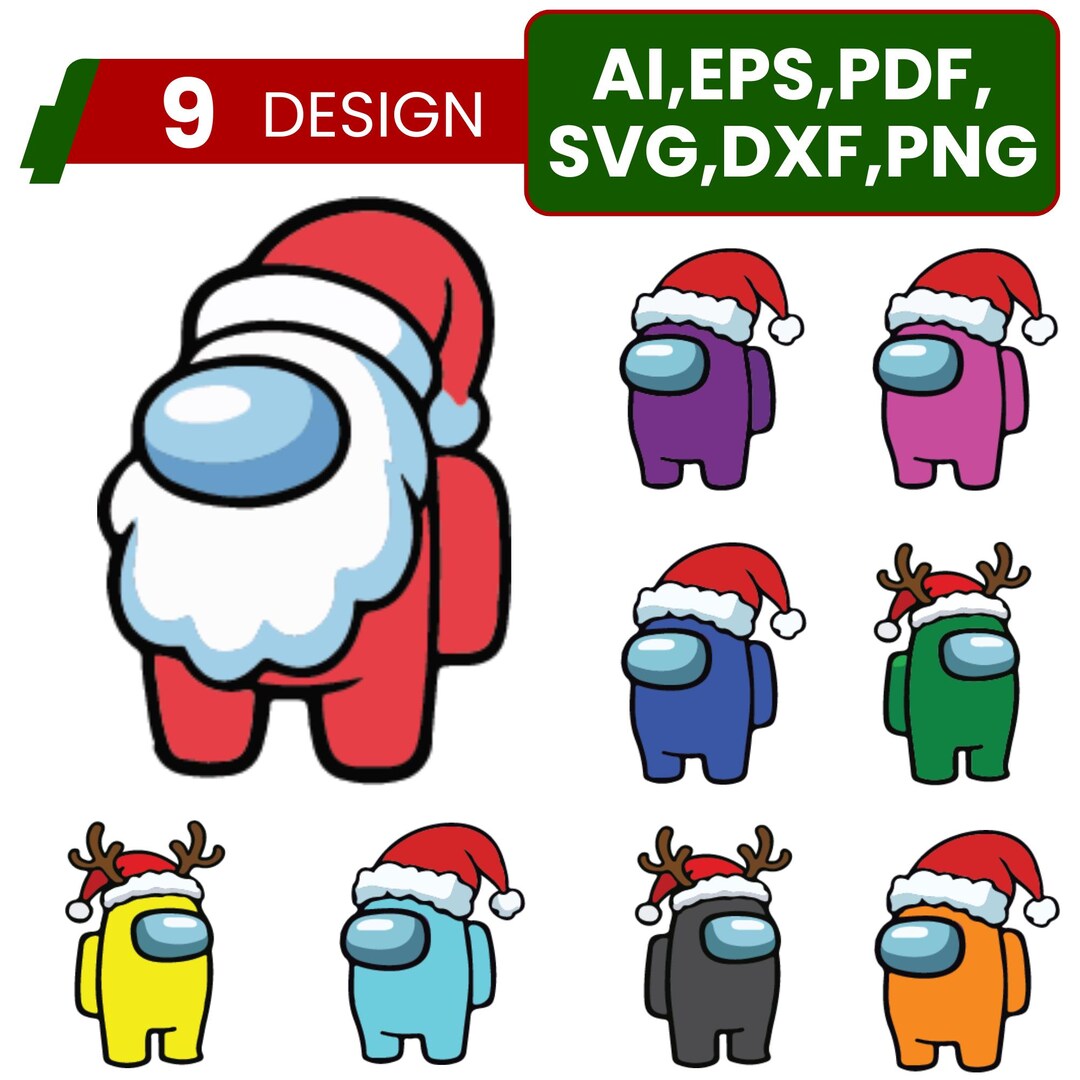 Amongus Sus Christmas SVG Bundle, Imposter Santa & Reindeer Crewmate ...