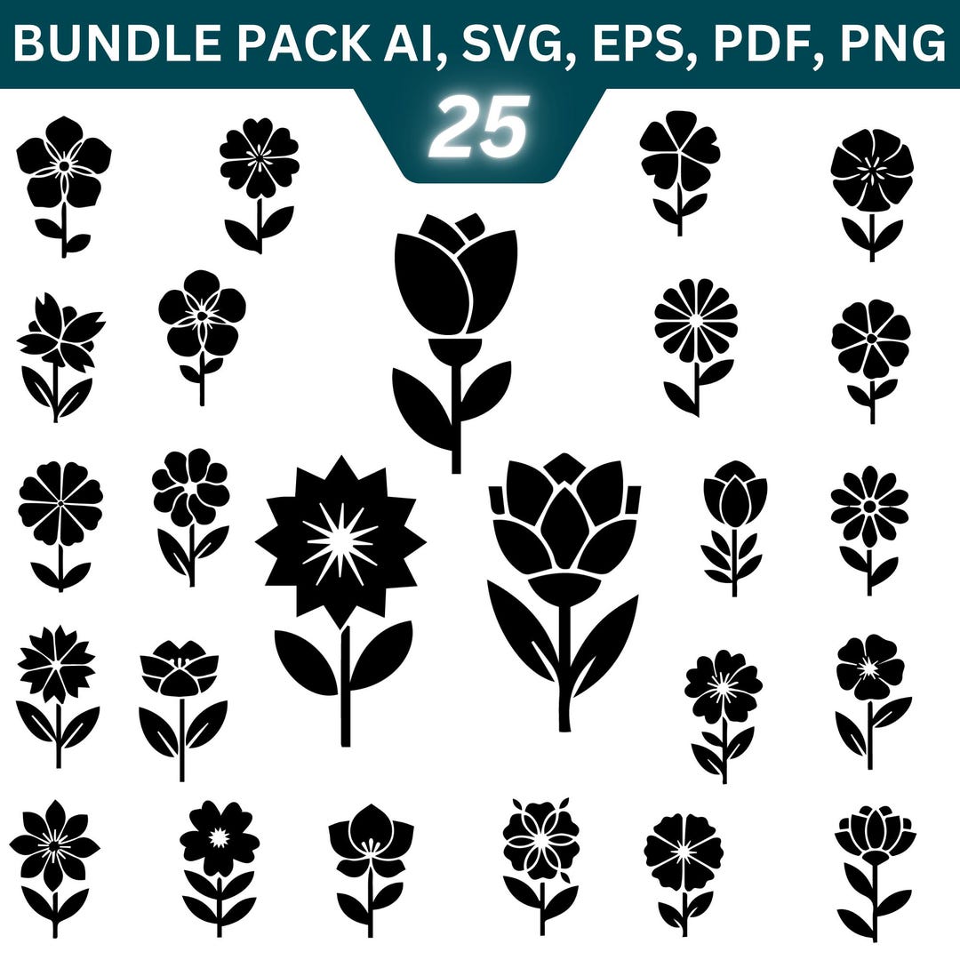 Flower SVG Bundle: Daisy Cut Files for Cricut, Silhouette (digital ...