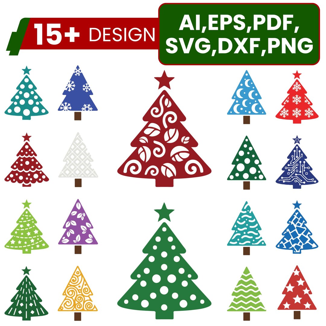Christmas Tree SVG Bundle, Holiday Clipart (digital Download) - Etsy