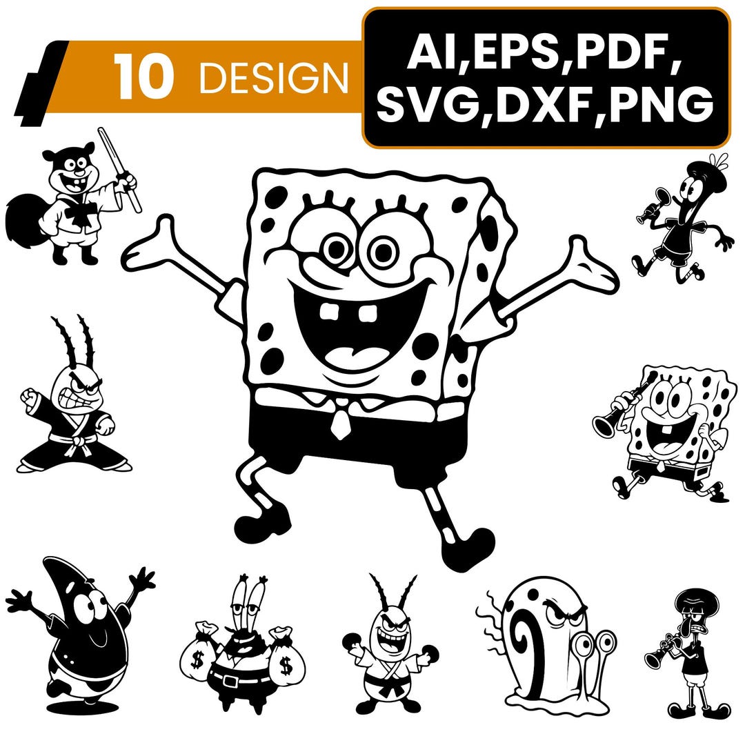Spongebob Digital Bundle, SVG PNG Dxf Eps, Cricut Silhouette, Party ...