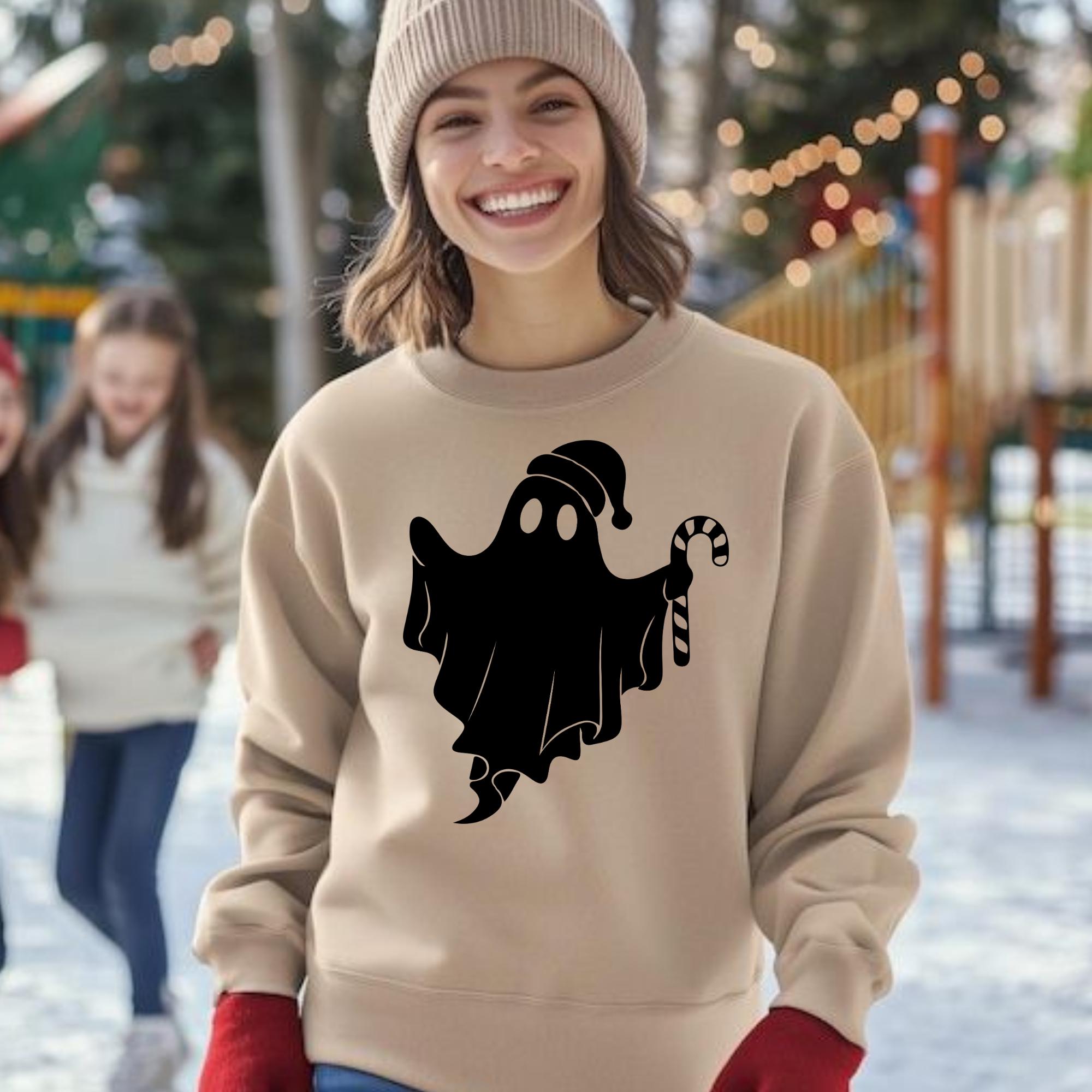Christmas Ghost SVG Bundle | Cute Ghost Clipart PNG | Kawaii Spooky ...