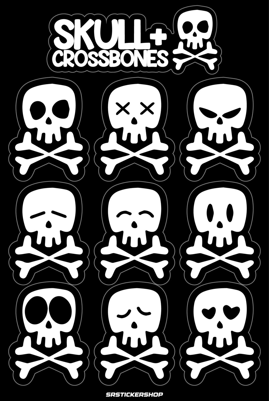 Skull and Crossbones Stickers - Etsy