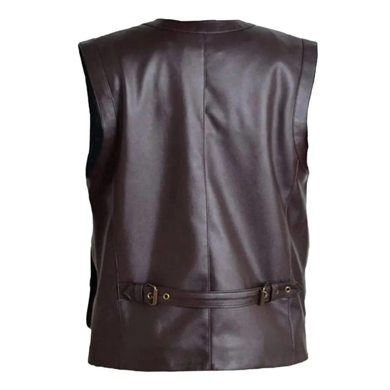 Men's Brown Leather Vest Cowhide Utility Biker Vest With Pockets ...
