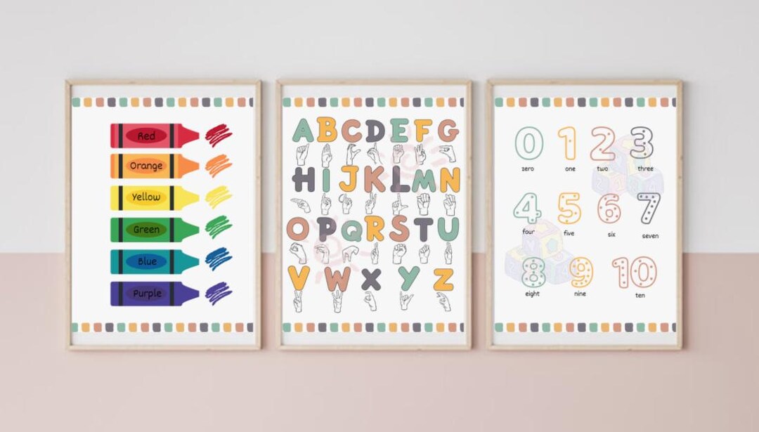 Learning Posters for Kids | Set of 3 | Educational Wall Art for ...