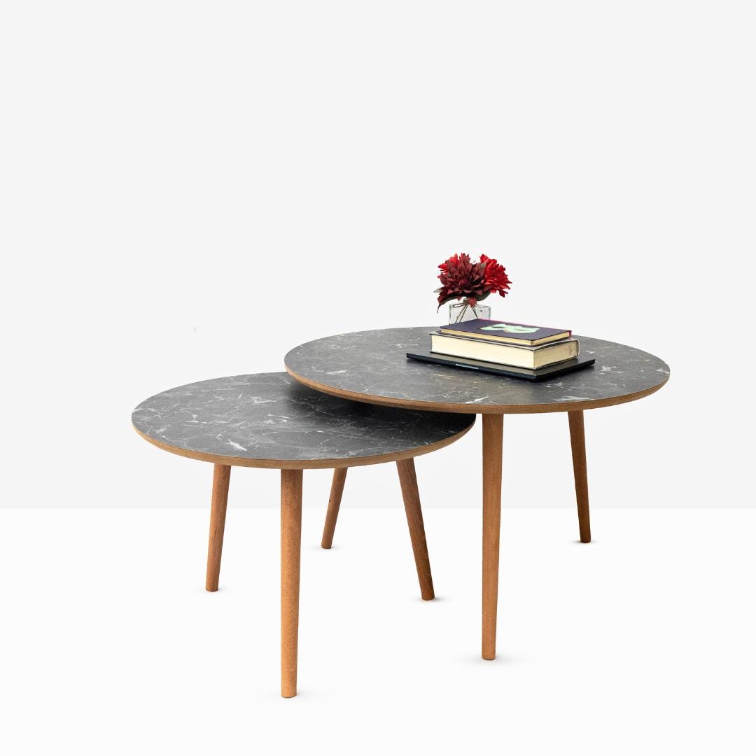 Black Round Coffee Table, Nest of Coffee Tables, Middle Coffee Table ...