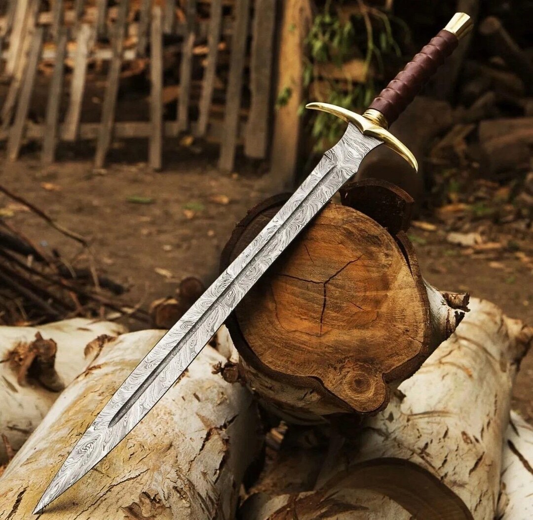 Hand Forged Damascus Steel Sword | Custom Viking Sword & Fantasy Blade ...