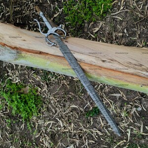 Hand-forged Damascus Steel Rapier Sword With Leather Sheath – Medieval ...