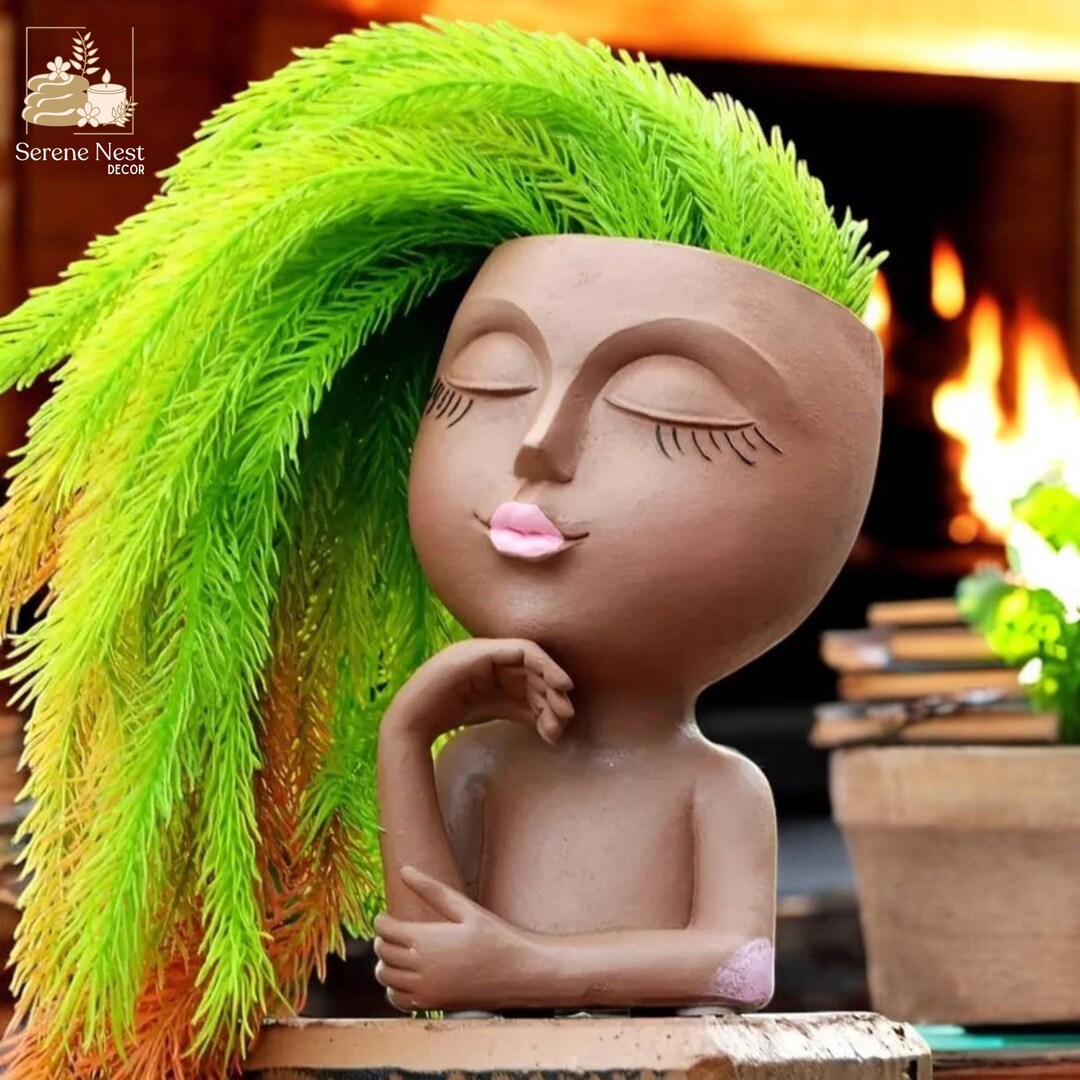Girl Face Planter,flower Pot, Orchid Pots, Bonsai Pot, Terra Cotta Pot ...