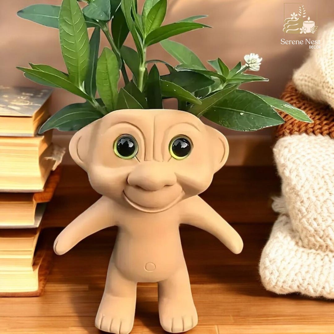 Troll Doll Planter,flower Pot, Orchid Pots, Bonsai Pot, Terra Cotta Pot ...