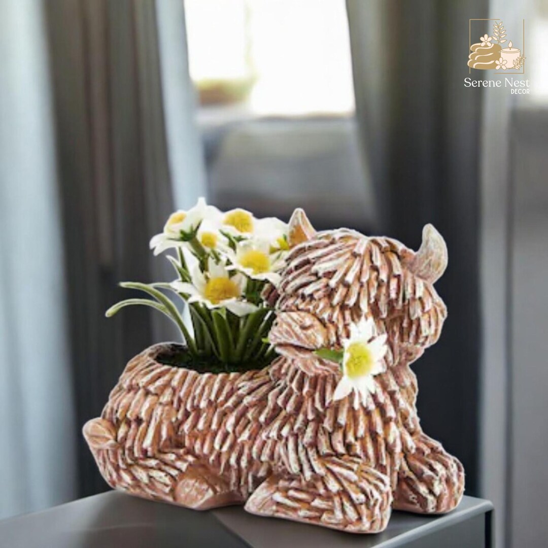 Highland Cow Planter,flower Pot, Orchid Pots, Bonsai Pot, Terra Cotta ...