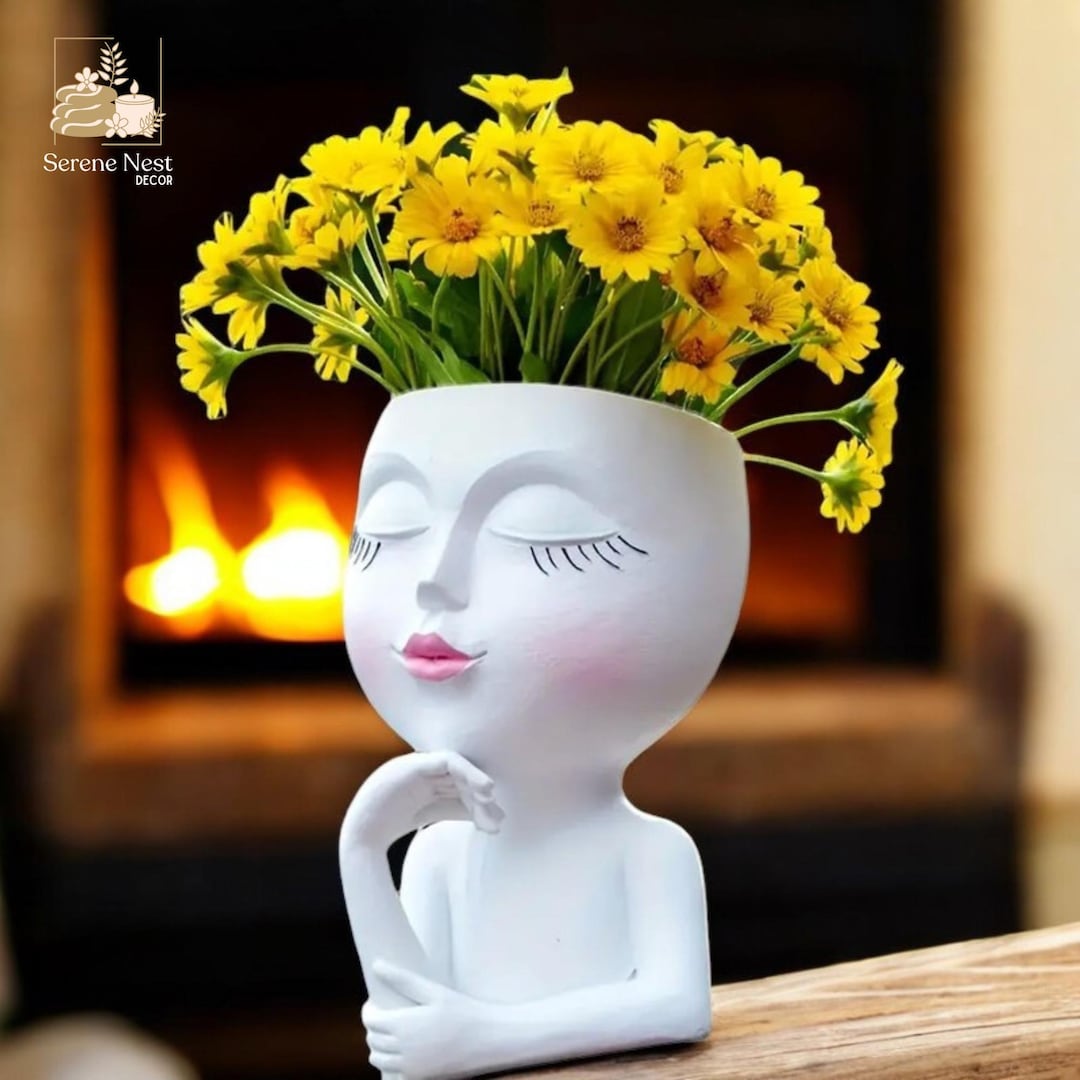 Girl Face Planter,flower Pot, Orchid Pots, Bonsai Pot, Terra Cotta Pot ...