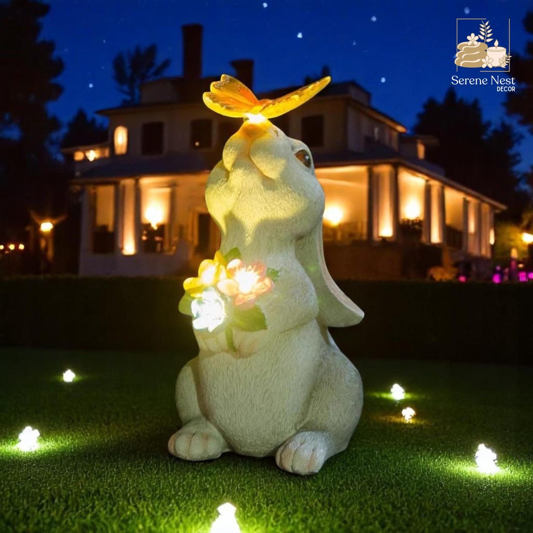Solar Bunny Statue,solar Light,outdoor Lighting,fairy Lights,solar ...
