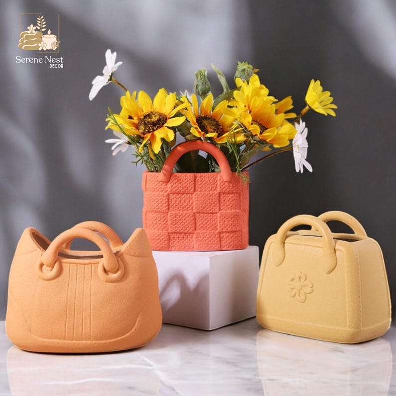 Handbag Planter,flower Pot, Orchid Pots, Bonsai Pot, Terra Cotta Pot ...