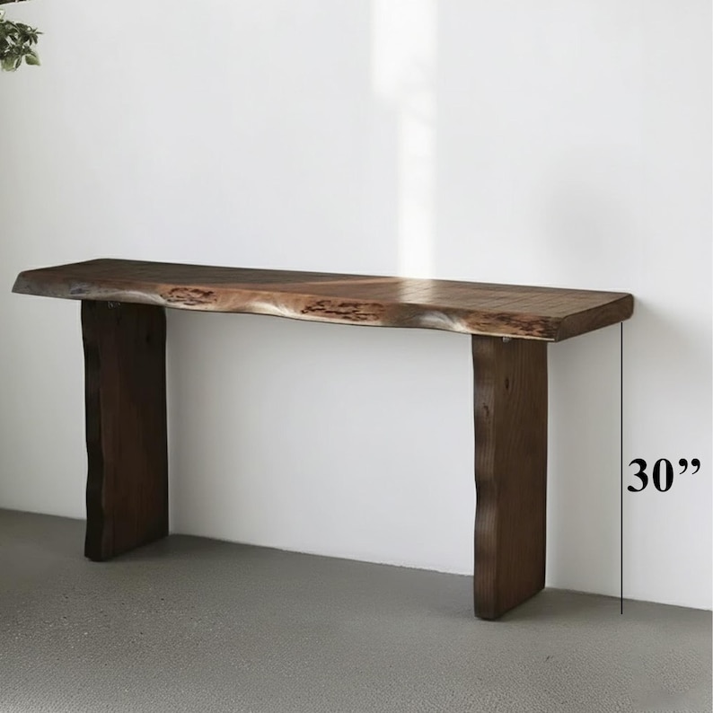 Live Edge Solid Wood Console Table Handcrafted Narrow Hallway Table Art ...