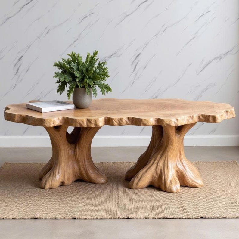 Live Edge Wood Coffee Table Tree Trunk Table Driftwood Sculpture Art ...